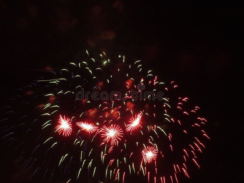 Fireworks in the night stock image. Image of artificial - 262028221