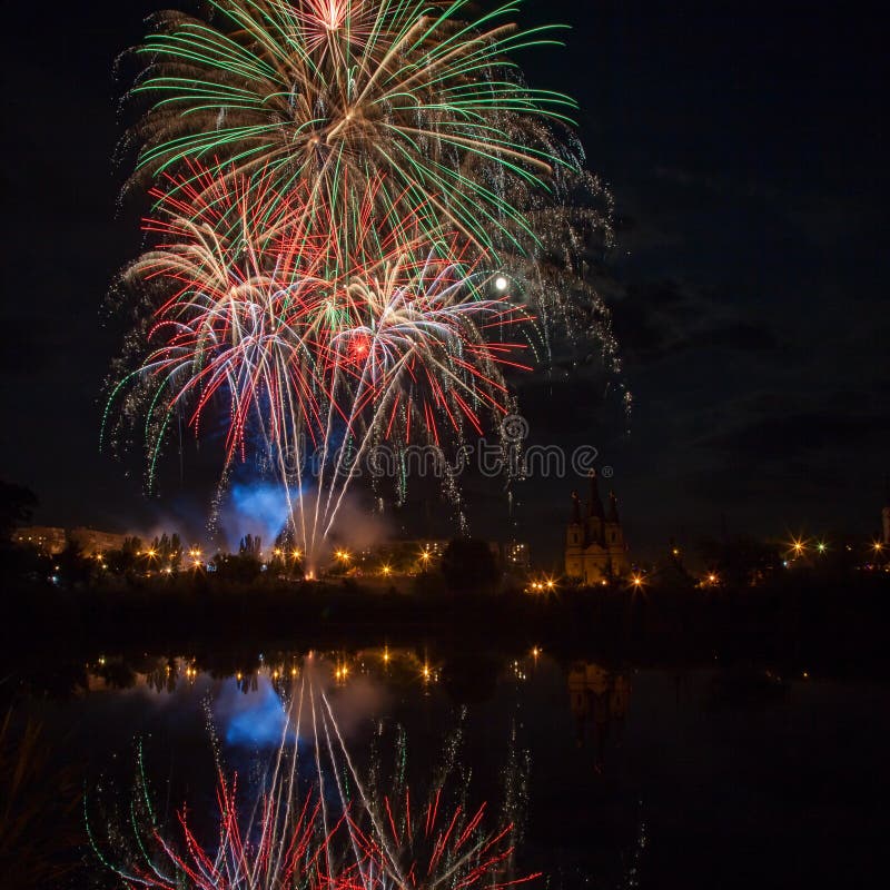 Fireworks stock photo. Image of church, lights, horizontal - 44118738