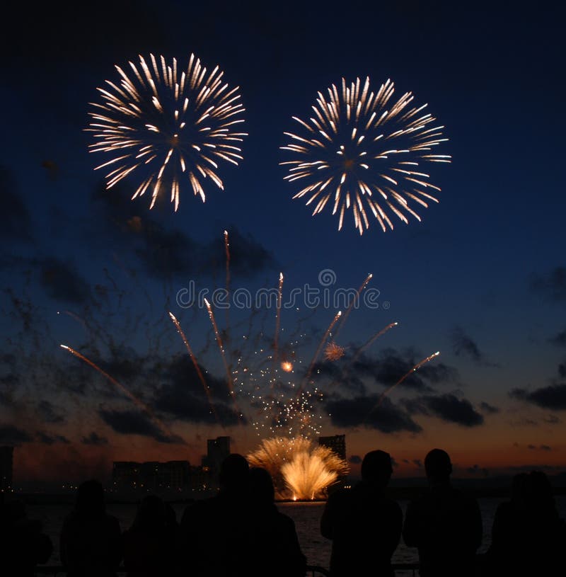 Fireworks in the night sky stock image. Image of fireworks - 5336711
