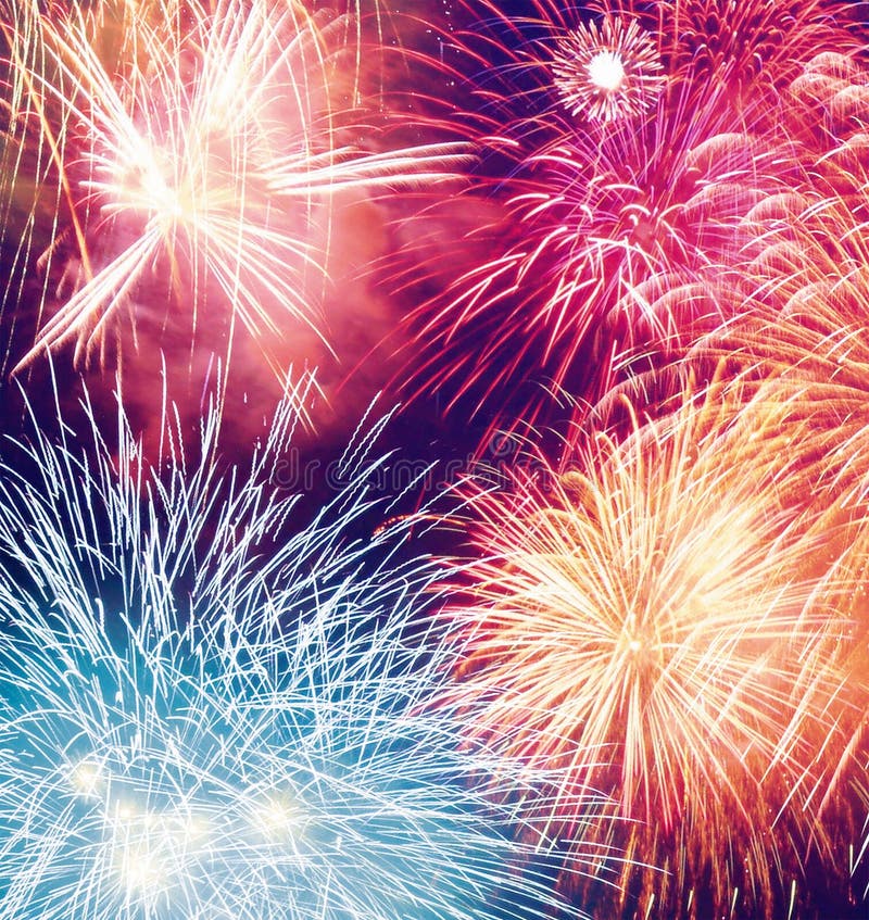 Fireworks in the night sky stock image. Image of independence - 60894485