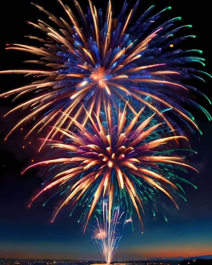 Fireworks in the night sky stock illustration. Illustration of clothing ...