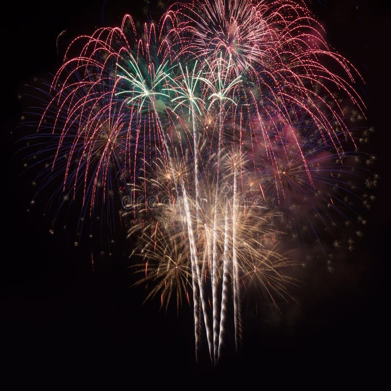 Fireworks in the night sky stock photo. Image of dark - 47908742
