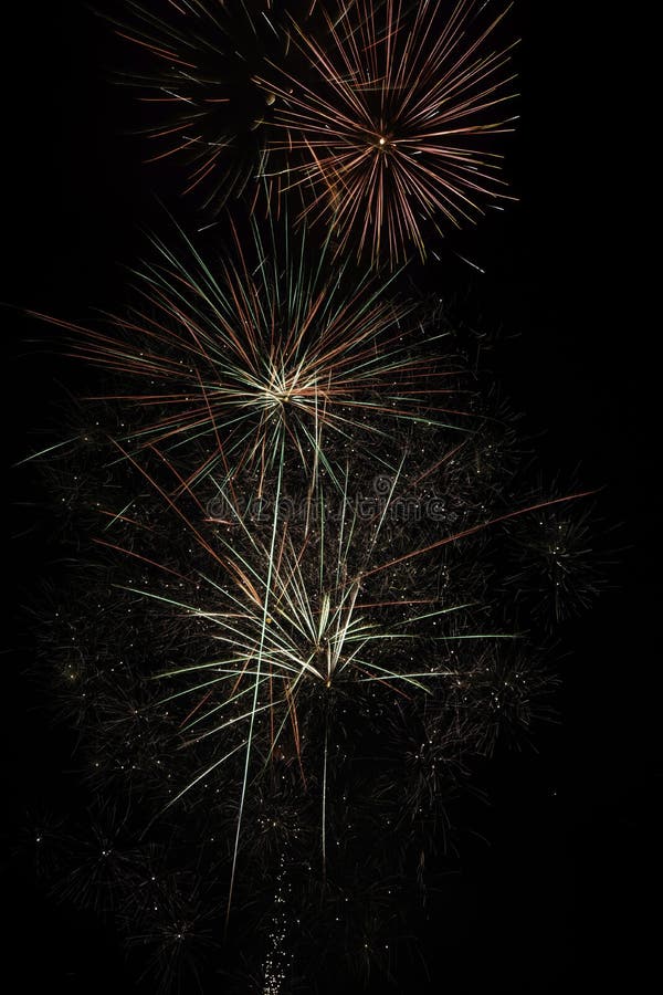 Fireworks in the night sky stock image. Image of garden - 189495369