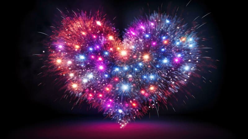 Fireworks in the Night Fireworks in the Sky Heart Shaped Fireworks ...