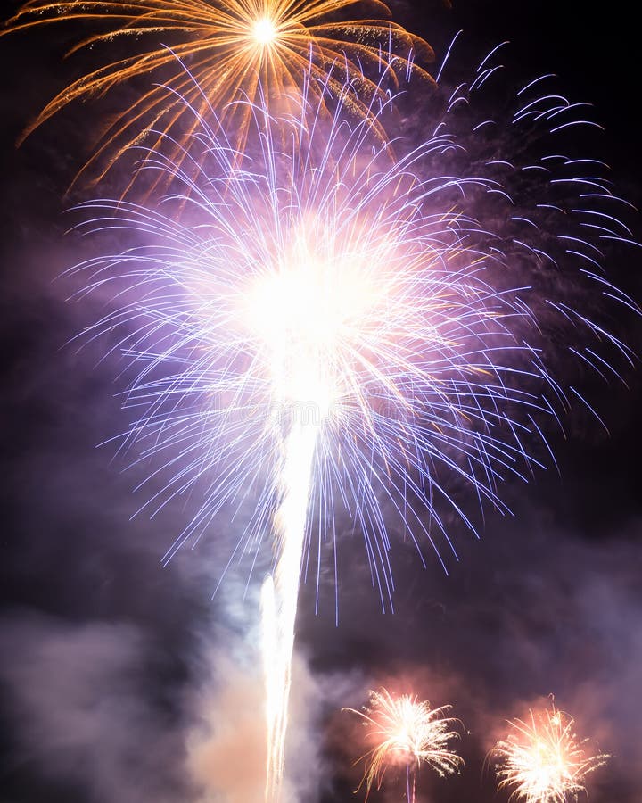 Fireworks in the night sky stock photo. Image of festive - 44010388