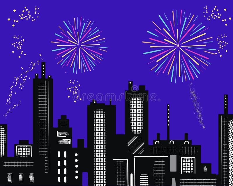 Fireworks Illustration Over City Night Stock Illustrations – 1,182 ...