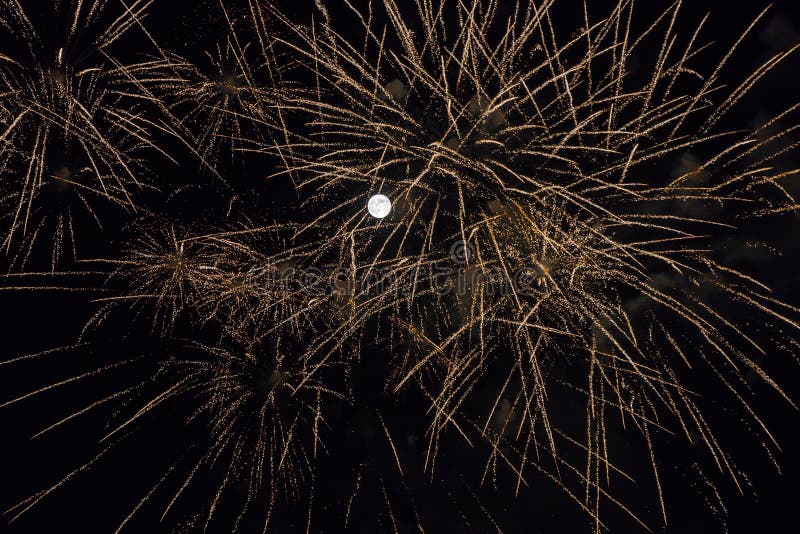 Full Moon with fireworks stock photo. Image of fireworks - 122239374