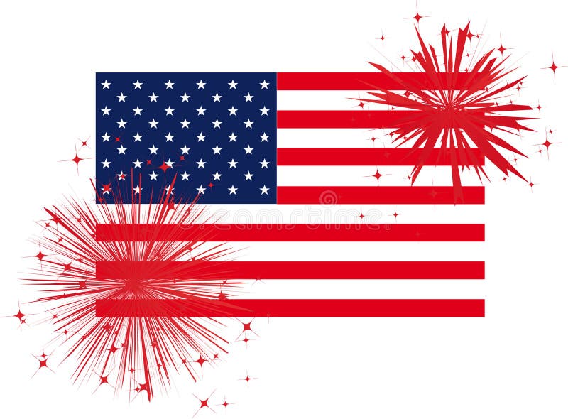 Fireworks and American Flag. Vector. Stock Vector - Illustration of ...