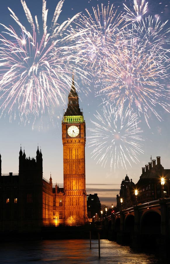 Fireworks Over Palace of Westminster Stock Image - Image of event ...