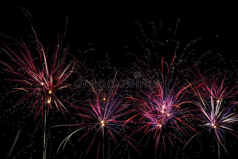 Fireworks over black sky stock photo. Image of feast - 124067576