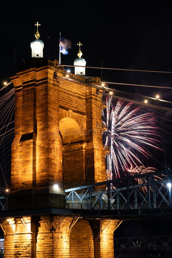 Fireworks Over Downtown Cincinnati Ohio Stock Image - Image of darkness ...