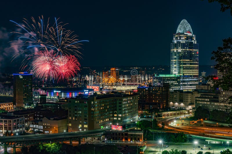 Fireworks Over Downtown Cincinnati Ohio Editorial Photography - Image ...