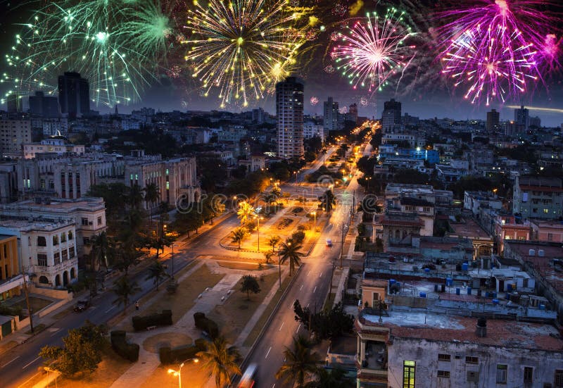 Fireworks Over Havana, Cuba Stock Photo - Image of fireworks, colorful ...