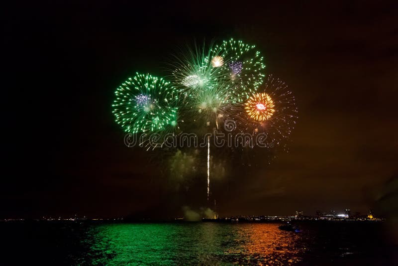 Fireworks Over the Lake Michigan at Night in Chicago Stock Image ...