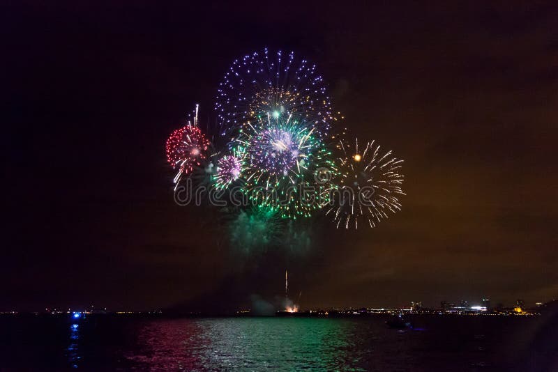 Fireworks Over the Lake Michigan at Night in Chicago Stock Image ...