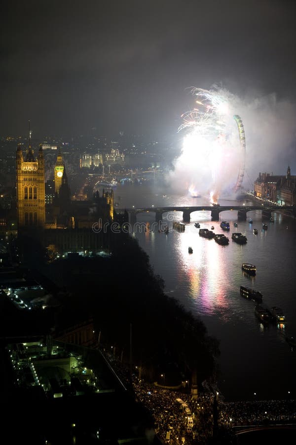 Fireworks Over London Eye and Westminster Editorial Image - Image of ...