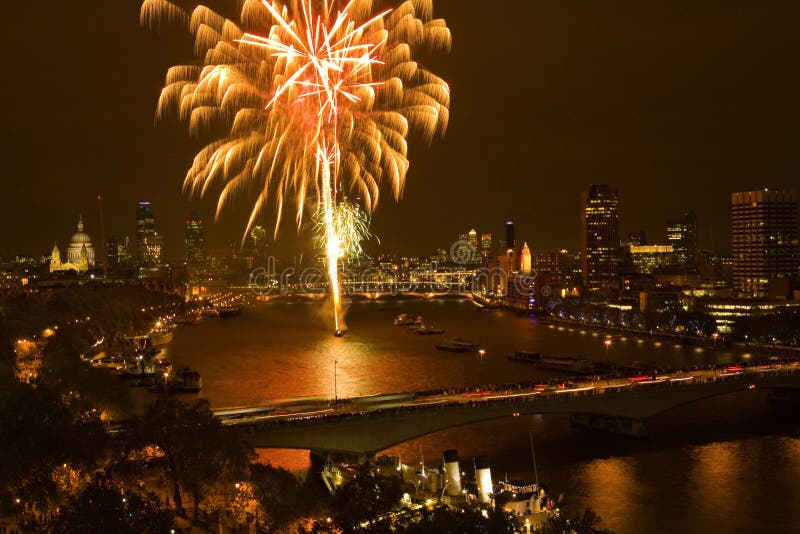 Fireworks Over River Thames. Conceptual Image Stock Image - Image of ...