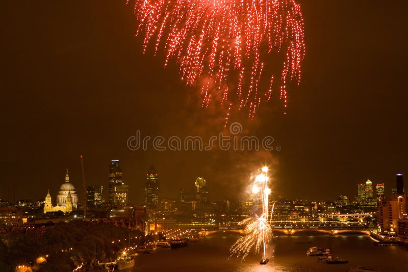Fireworks Over River Thames. Conceptual Image Stock Photo - Image of ...
