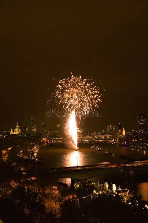 Fireworks Over River Thames. Conceptual Image Stock Photo - Image of ...