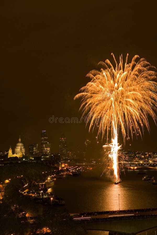 Fireworks Over River Thames. Conceptual Image Stock Image - Image of ...
