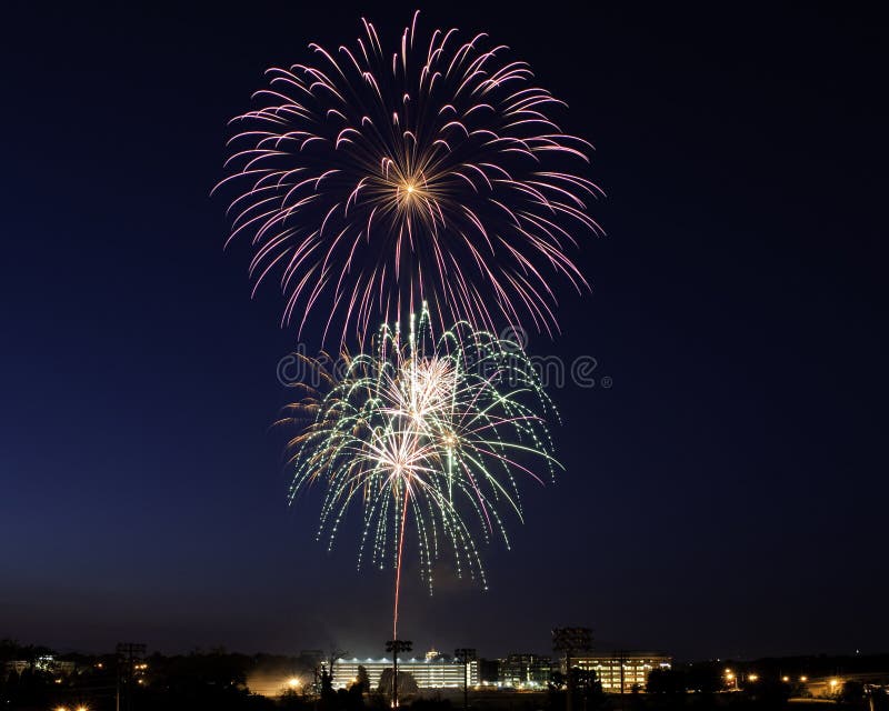Fireworks over Roanoke stock image. Image of colorful - 15660779