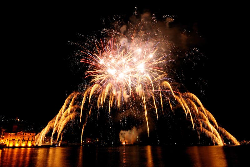 Waterfall Fireworks stock photo. Image of hogmanay, white - 10167596