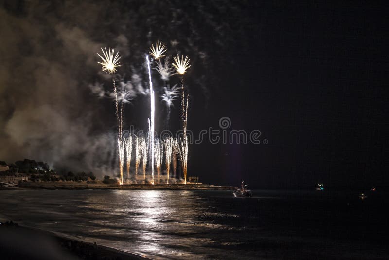 Fireworks over sea stock image. Image of explode, festival - 167782161
