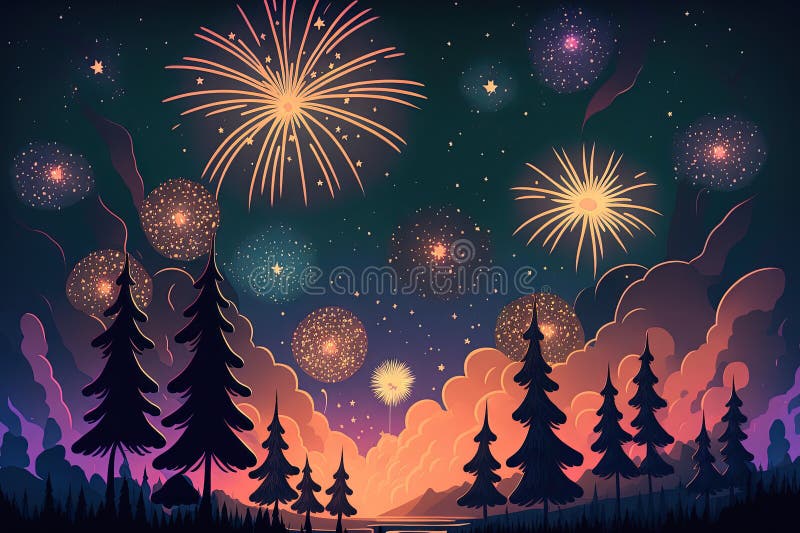 Fireworks Over the Stars. AGI Stock Illustration - Illustration of ...