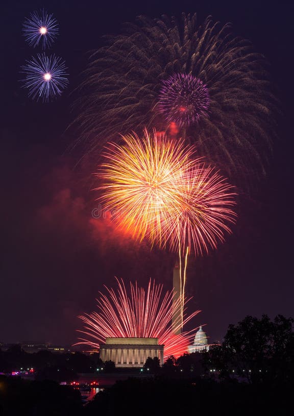 Fireworks Over Washington DC on July 4th Stock Photo - Image of ...