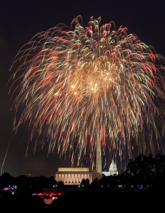 Fireworks Over Washington DC on July 4th Stock Photo - Image of ...