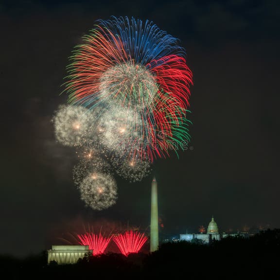 Fireworks Over Washington, DC USA Stock Photo - Image of washington ...