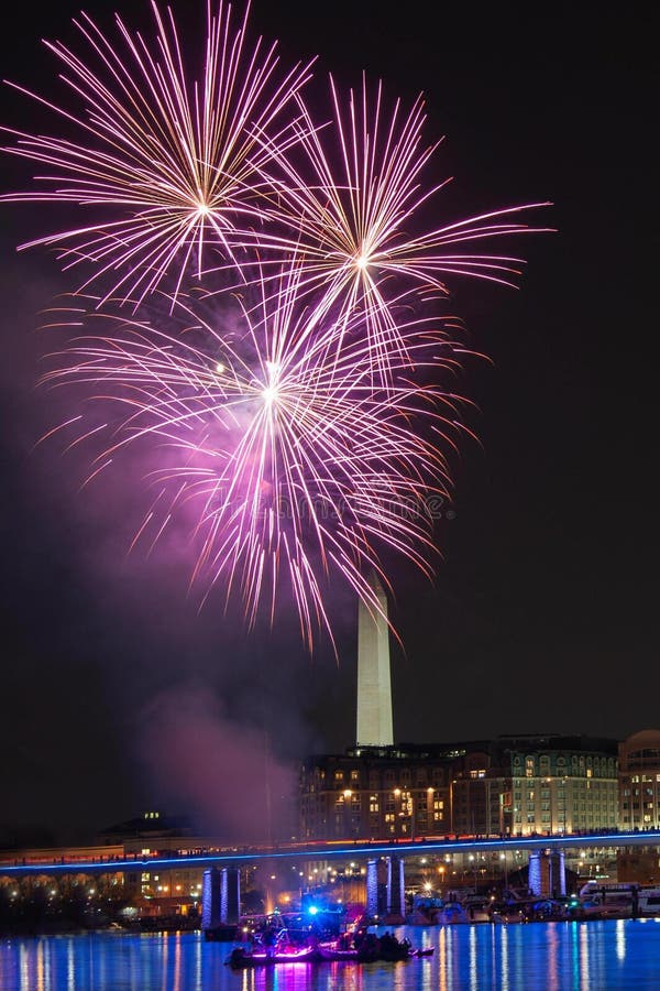 Fireworks Over the Washington Monument Stock Photo - Image of sunset ...
