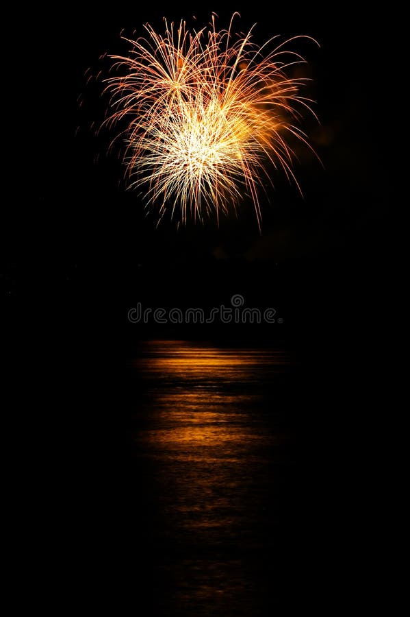 Fireworks over Water stock image. Image of fire, beauty - 1039219