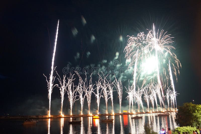 Fireworks stock image. Image of fountain, water, reflection - 42924525