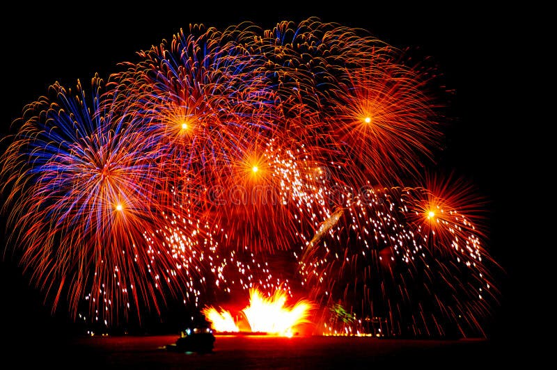 Fireworks over the Water stock image. Image of colours - 41595665