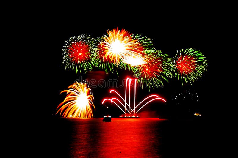 Fireworks over the Water stock photo. Image of bugibba - 42039456