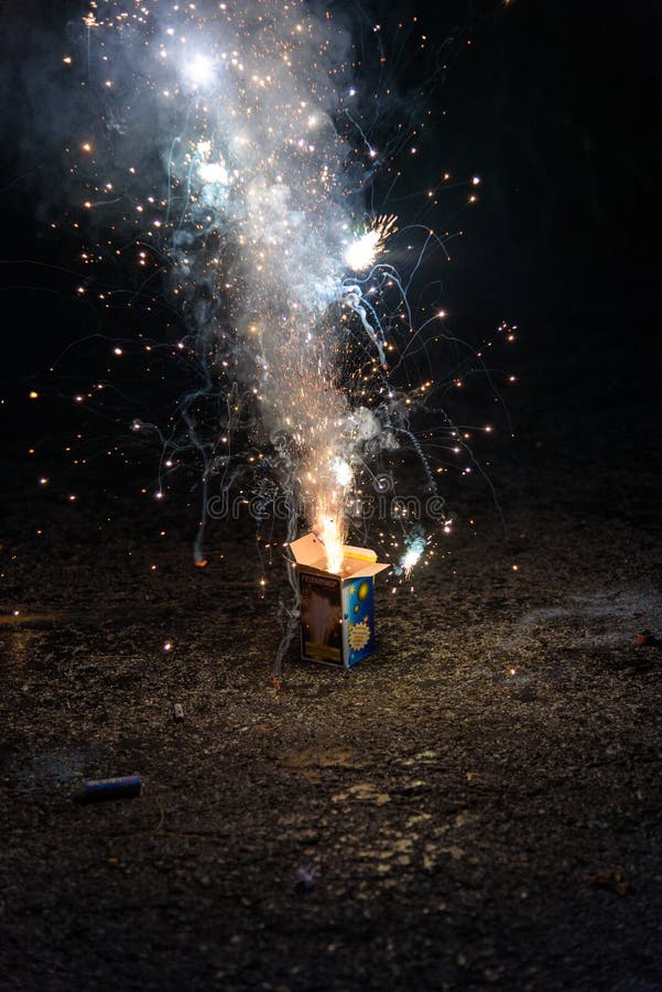 Fireworks in the Parking Lot Stock Image - Image of fountain, fountains ...