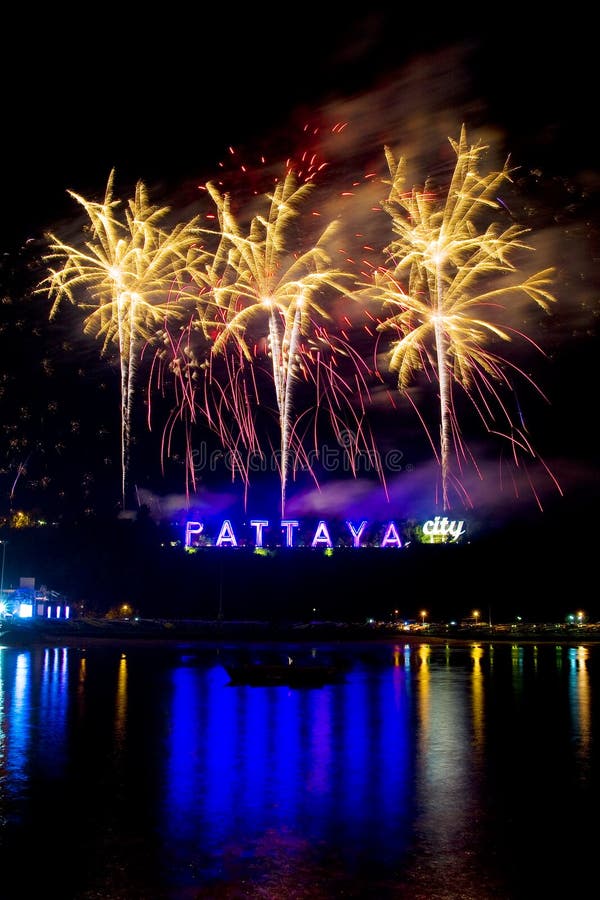 Fireworks at Pattaya, Thailand Stock Photo - Image of happy, firework ...