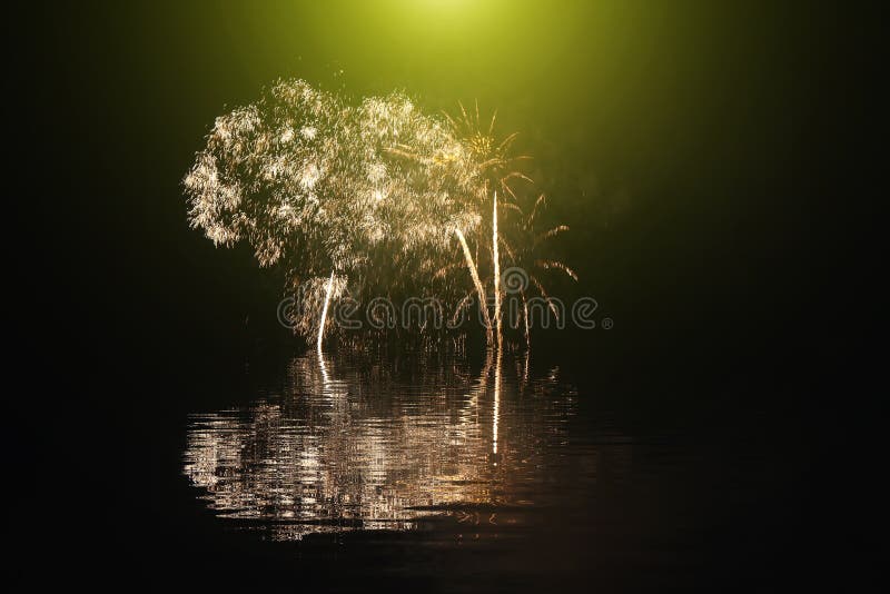 Fireworks on the pond stock illustration. Illustration of explosion ...