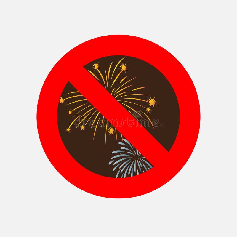 Red Circle Prohibition Sign with Fireworks, No Fireworks Allowed Stock ...