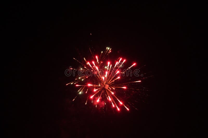 Fireworks in Red Exploding on Black Background. Fireworks at Midnight ...