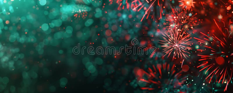 Fireworks Red Green Illuminating Night Ample Space Below Text Messages ...