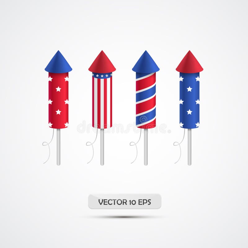 Fireworks Red Rocket. Pyrotechnic Rockets for 4th of July. Independence ...