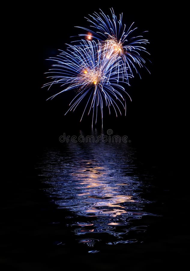 Fireworks Reflecting on Water Stock Photo - Image of illuminated ...