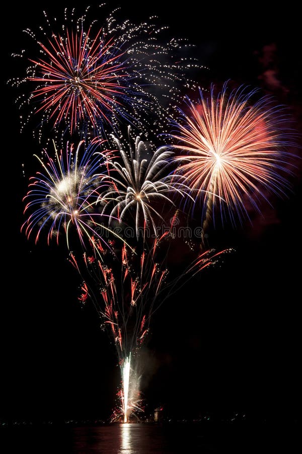 Fireworks Reflecting on Water Stock Photo - Image of celebration ...