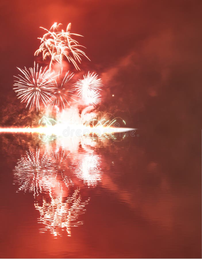 Fireworks Reflection in the Water Stock Photo - Image of evening ...