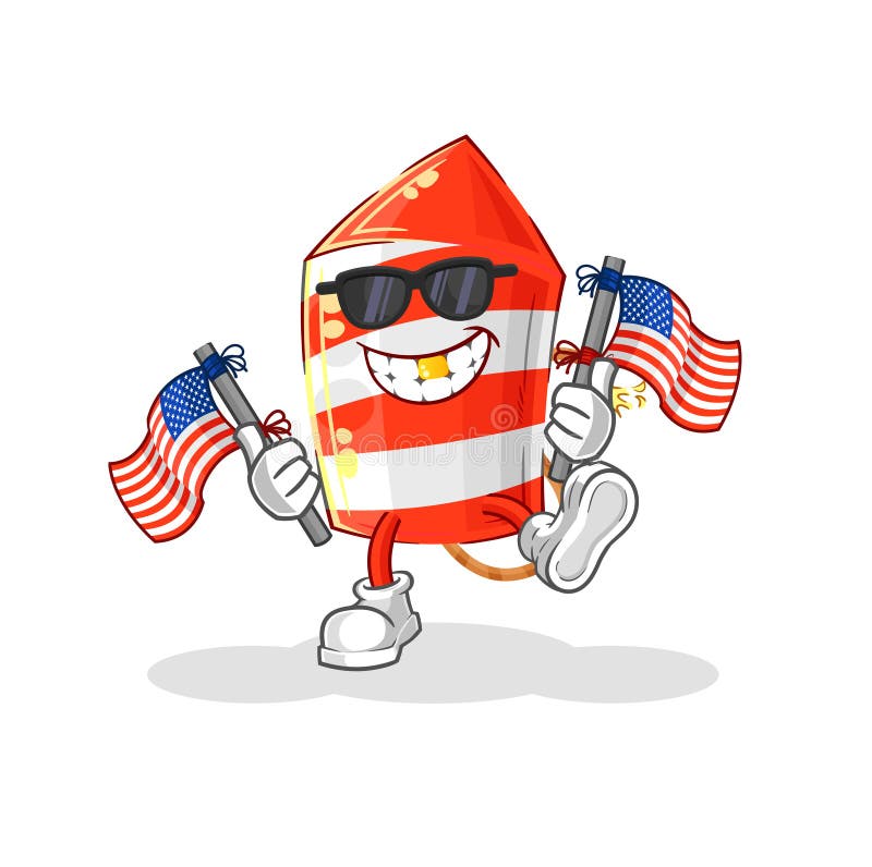 Fireworks Rocket American Youth Cartoon Mascot Vector Stock Vector ...