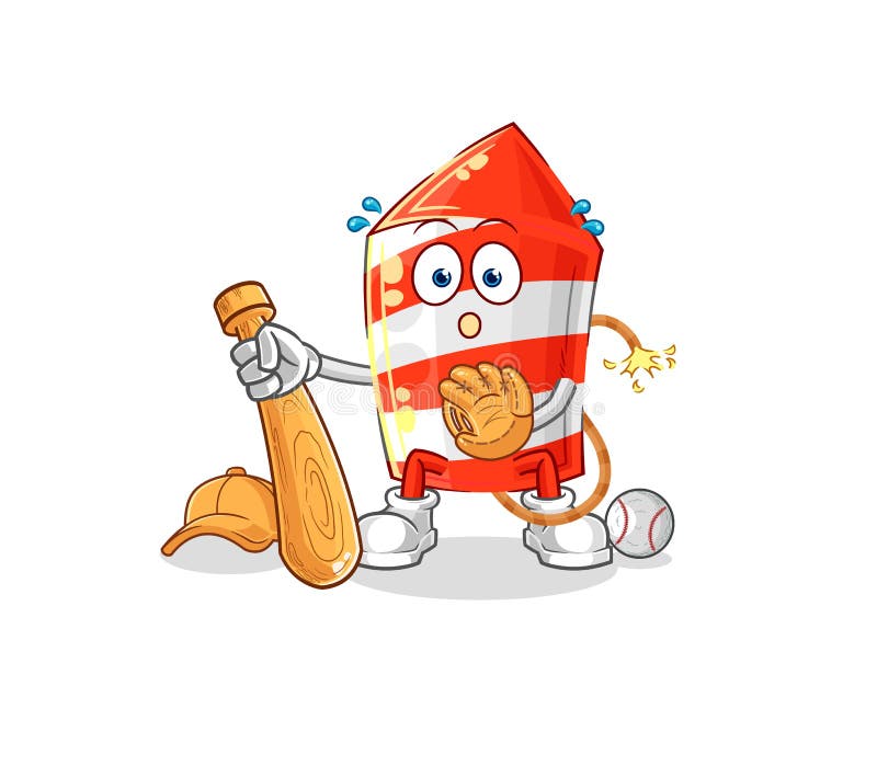 Fireworks Rocket Baseball Catcher Cartoon. Cartoon Mascot Vector Stock ...