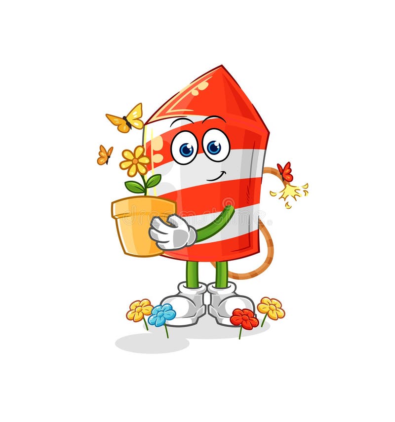 Fireworks Rocket with a Flower Pot. Character Vector Stock Vector ...
