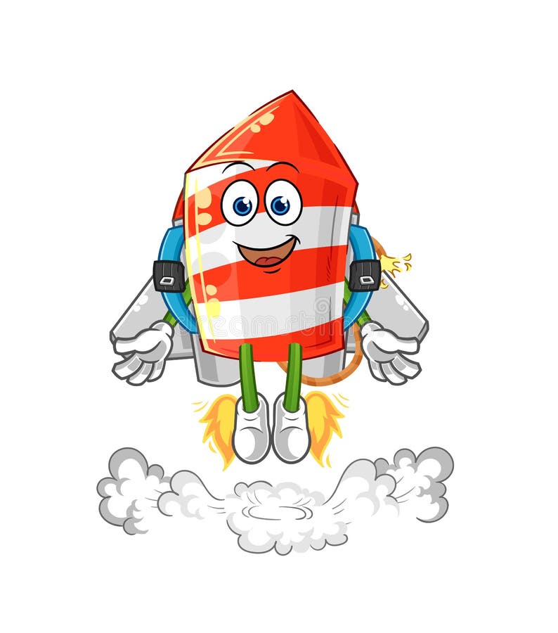 Fireworks Rocket with Jetpack Mascot. Cartoon Vector Stock Vector ...